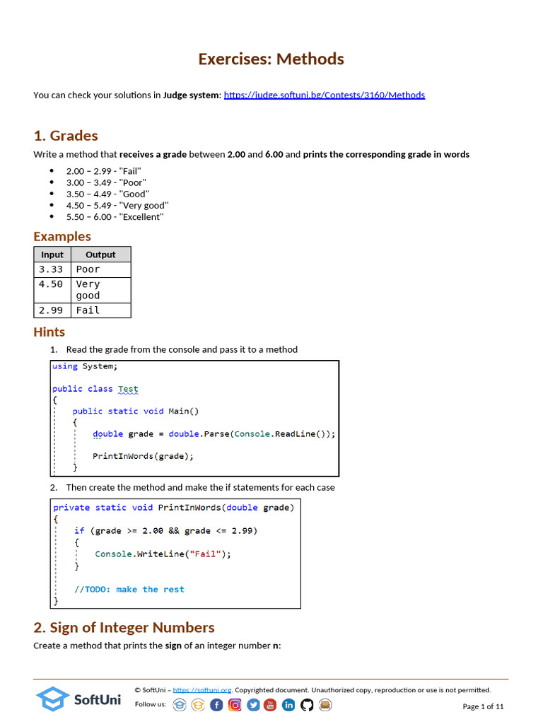06-Methods-Exercises | PDF | Numbers | Parameter (Computer Programming) 06-Methods-Exercises | PDF | Numbers | Parameter (Computer Programming)