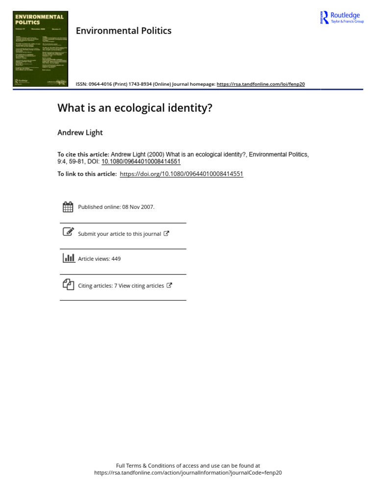 What Is An Ecological Identity | PDF | Ecofeminism | Environmental Ethics