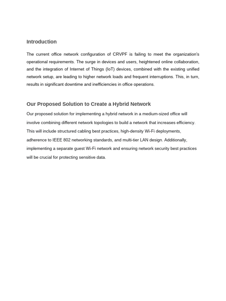 Proposal for Configuring Ethernet and Wireless Network for a Medium-Size Office | PDF | Computer ...