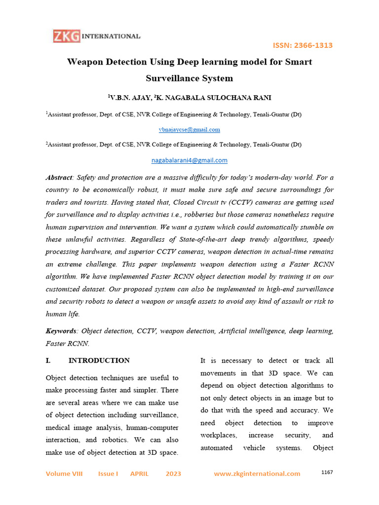 Weapon Detection Using Deep Learning Model For Smart Surveillance ...