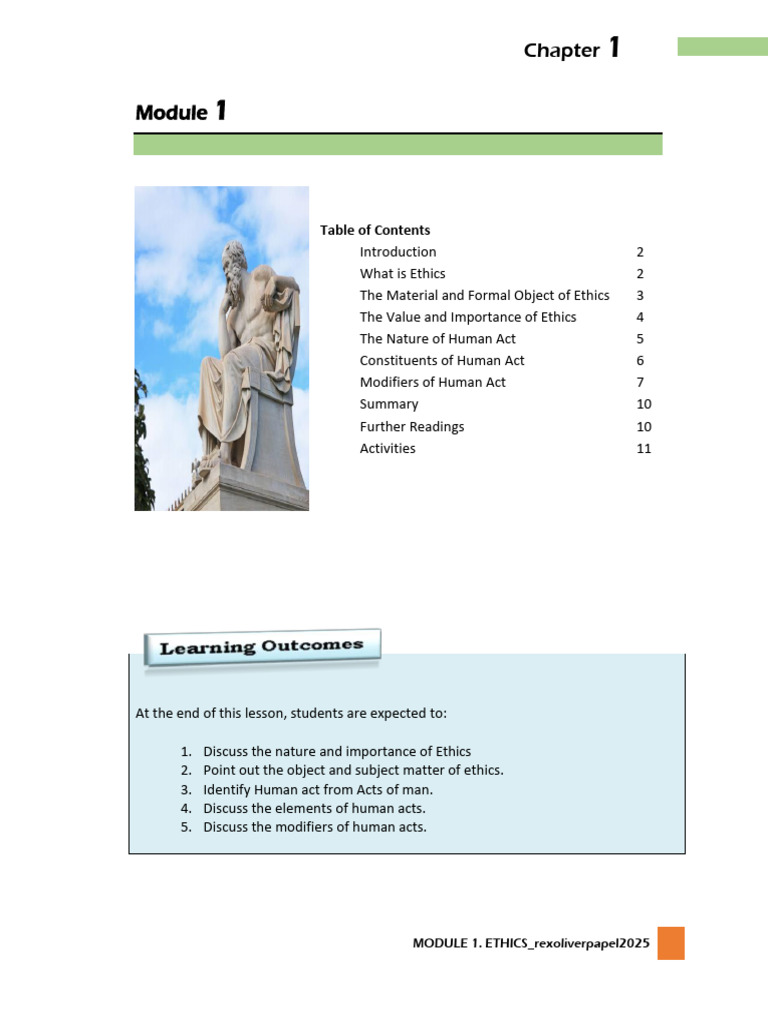 MODULE 1 Ethics 2025 - PAPEL REX | PDF | Morality | Reason