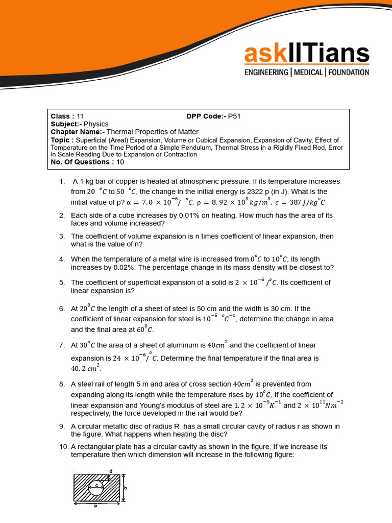 Thermal Expansion Concepts in Physics | PDF | Thermal Expansion ...