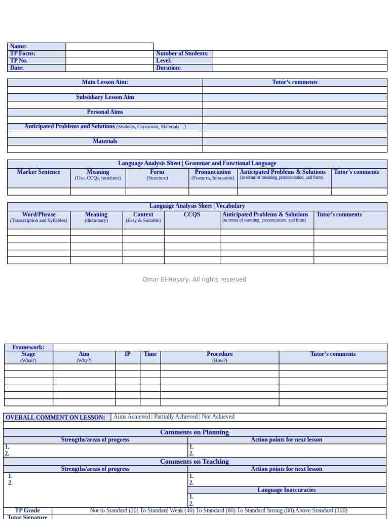 Lesson Planning Template | PDF | Languages | Foreign Language Studies
