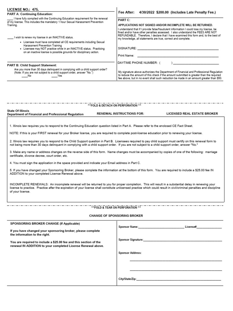 2 Real Estate Broker Renewal Form | PDF | License | Money Order