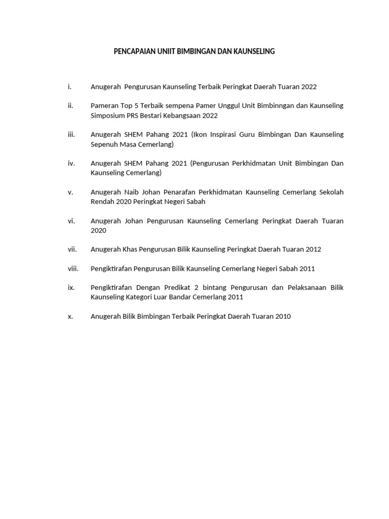 Pencapaian Ubk | PDF