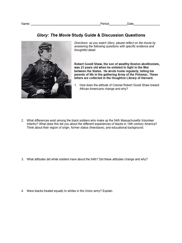 Glory Movie Study Guide & Questions | PDF