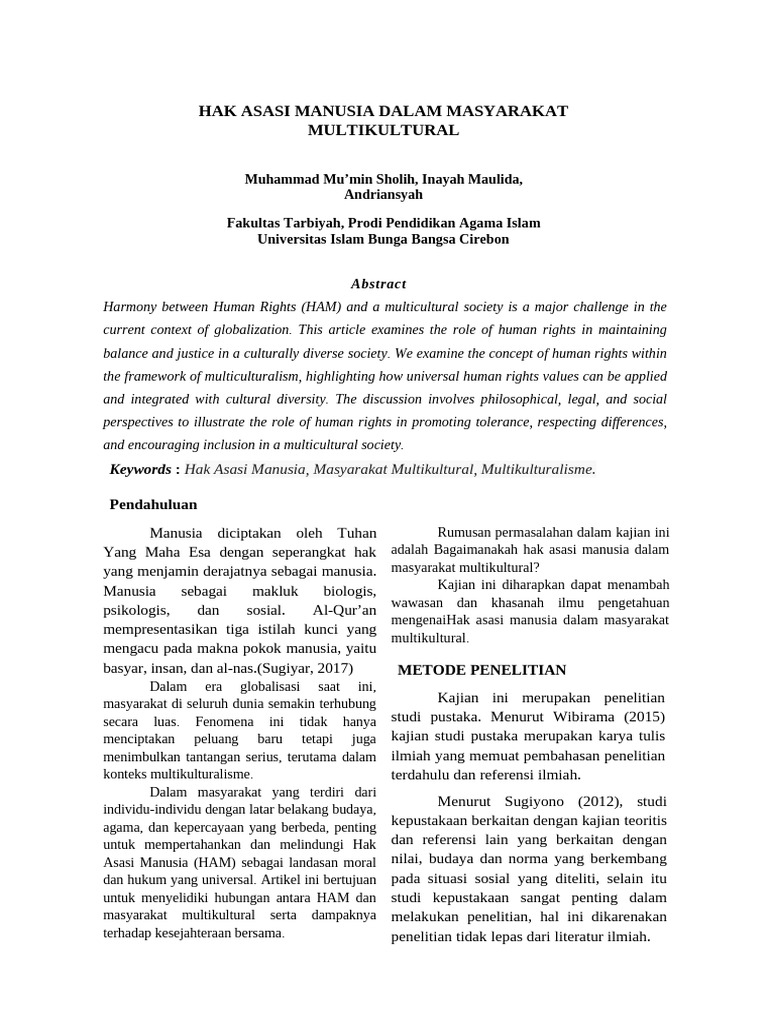 Jurnal HAM Dalam Masyarakat Multikultural | PDF