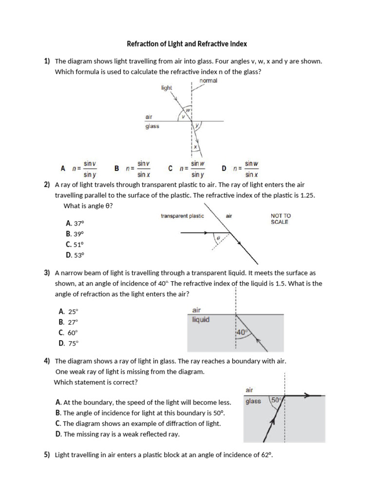 Light Refraction and Refractive Index Guide | PDF