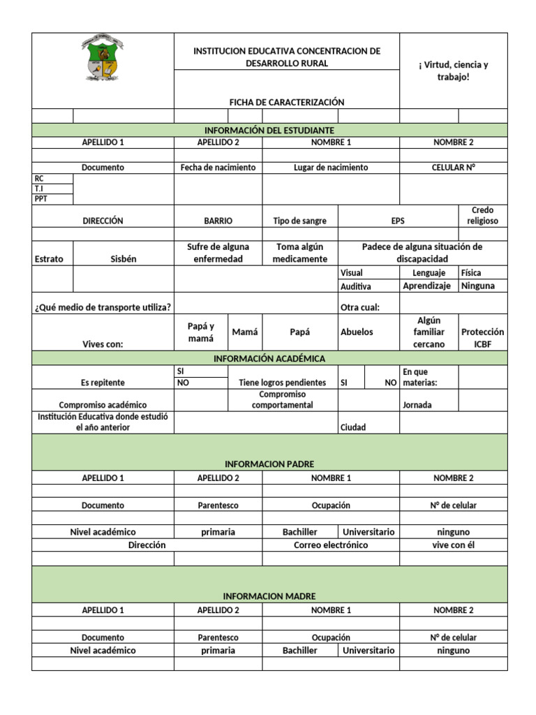 Ficha de Caracterización | PDF | Aprendizaje