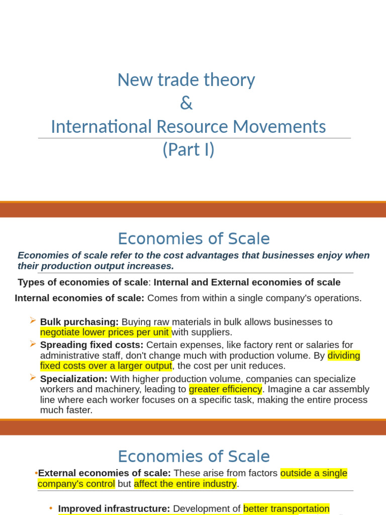 International Economics 5 Module II New Trade Theory & International ...