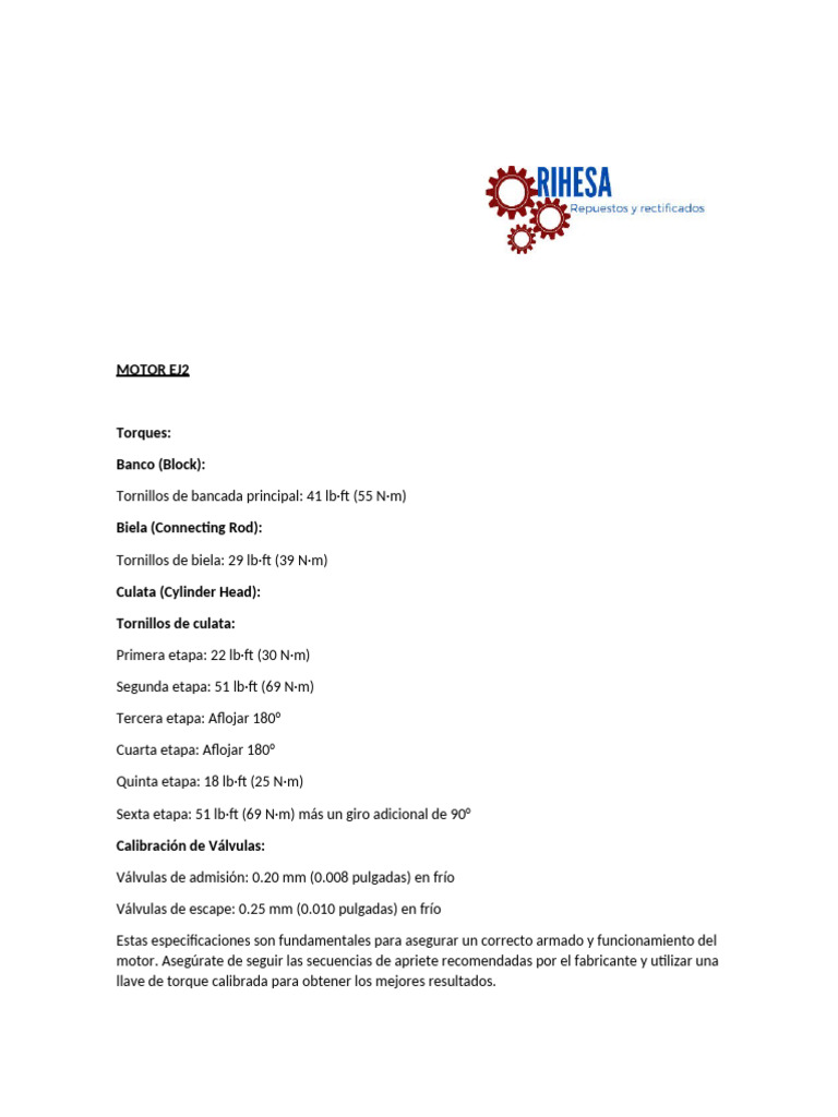 MOTOR EJ2 | PDF