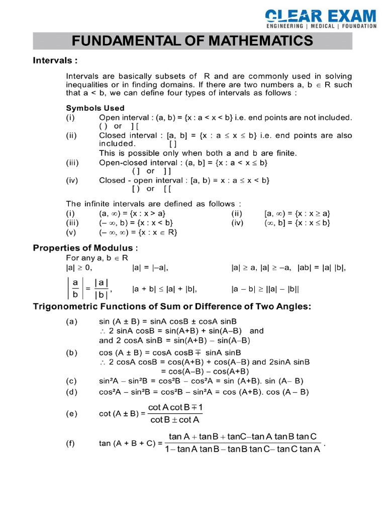Fundamental of Mathematics | PDF