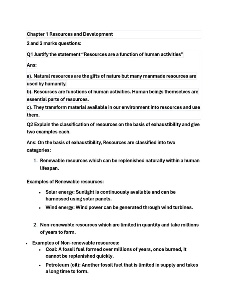 Class 10 Geography Chapter 1 Questions | PDF | Soil | Renewable Energy