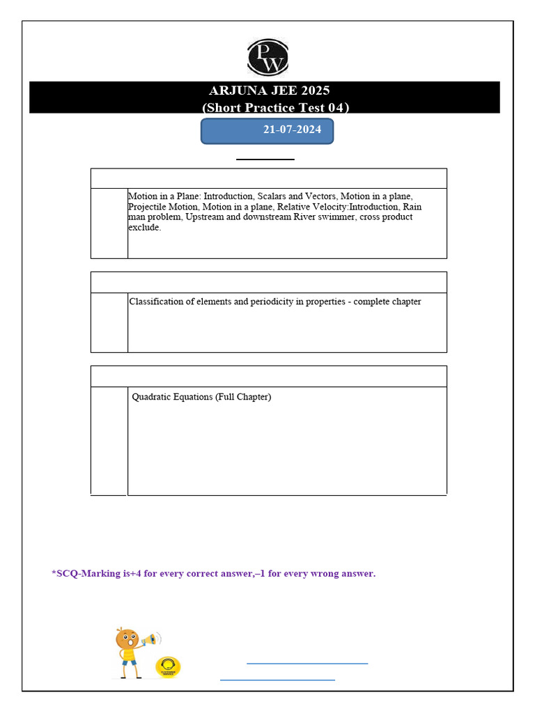 Short Practice Test 04 - Test Schedule and Syllabus (21 - 07 - 2024 ...