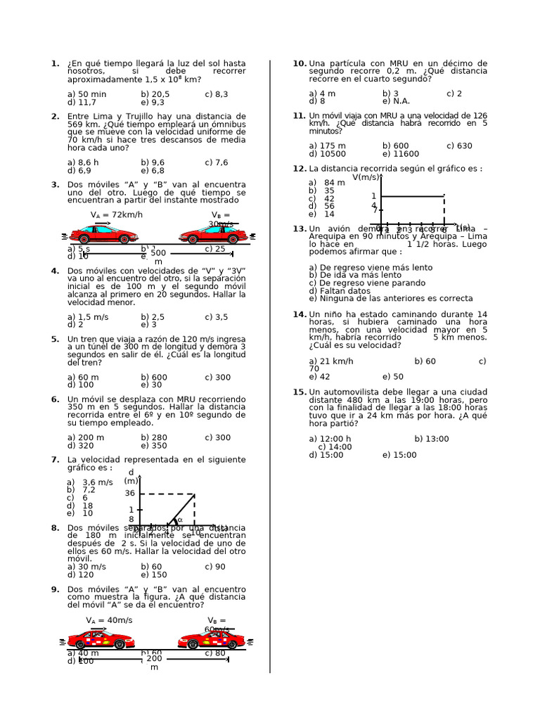 Problemas de Física: MRU y Velocidad | PDF