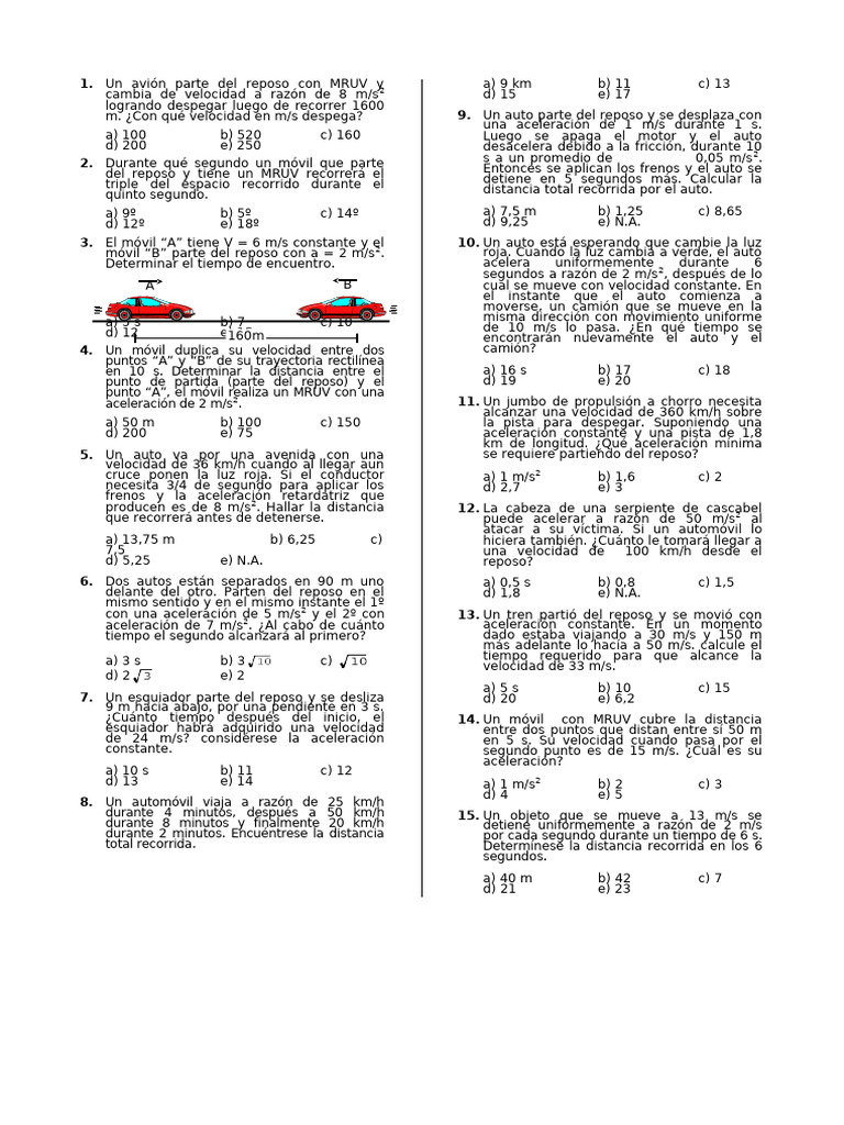 MRUV | PDF | Velocidad