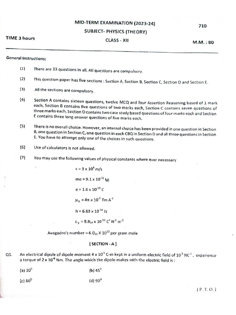 Class - 12 Physics | PDF