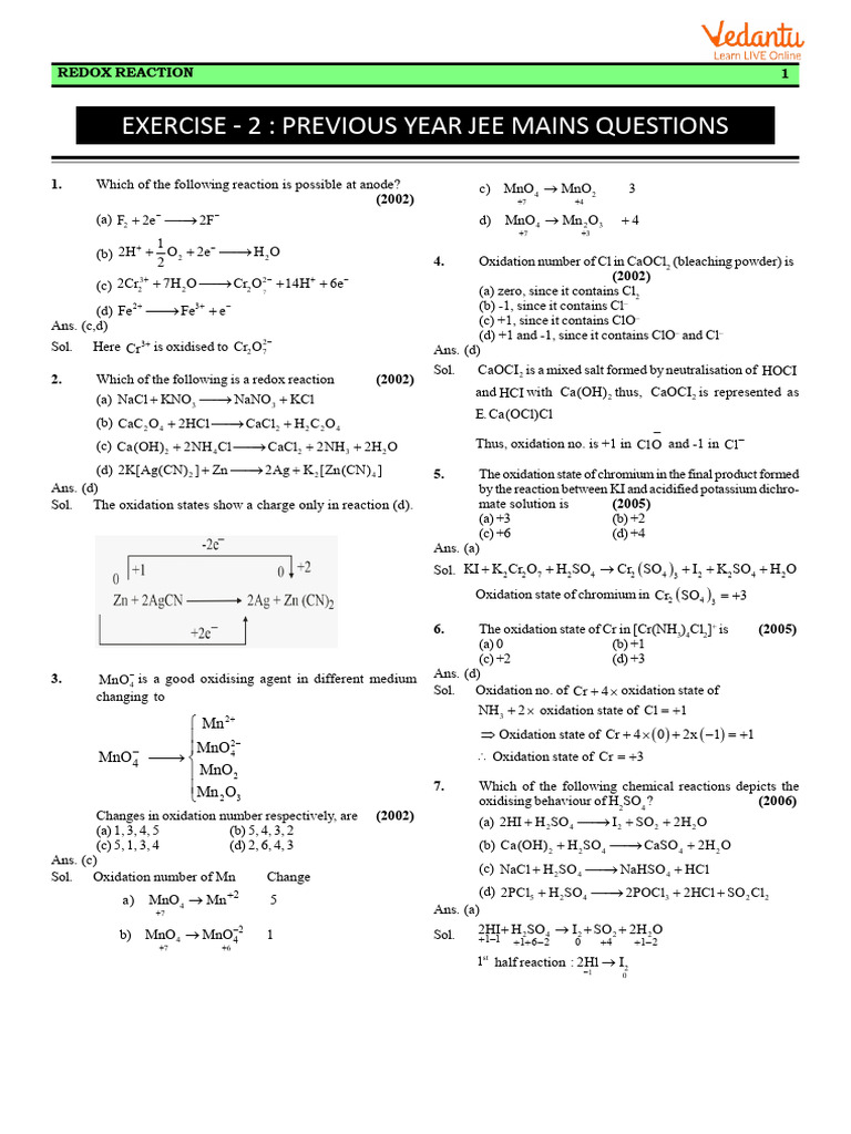 Redox Reaction NM Sol. EX-2 | PDF | Redox | Chromium