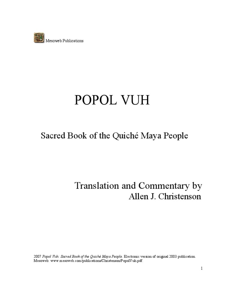 Popol Vuh - Sacred Book of The Quichè Maya People | PDF | Maya ...