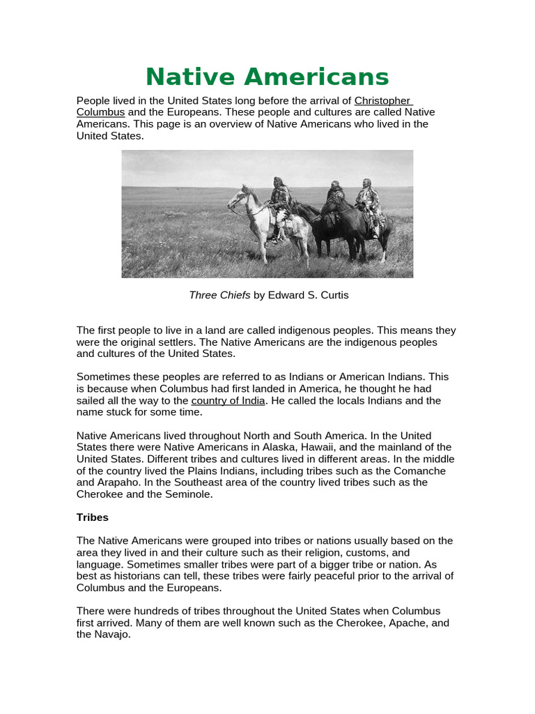 Overview of Native American Tribes | PDF | Native Americans In The ...