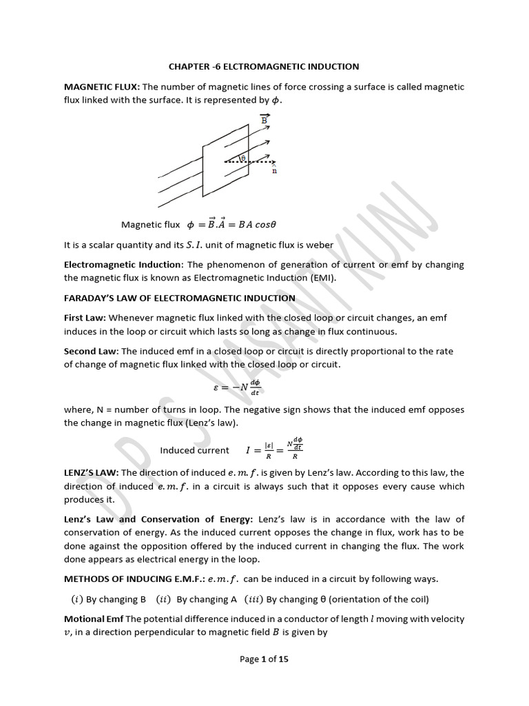 Physics Module-1 (Class 12) | PDF | Electromagnetic Induction | Inductance