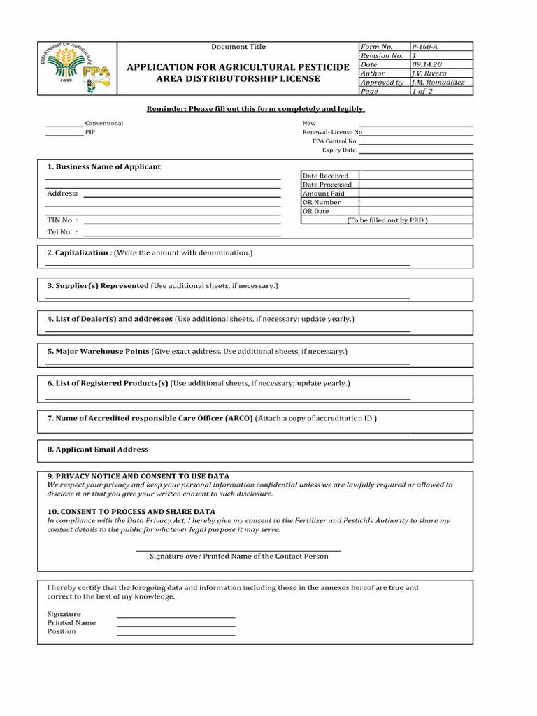 Agricultural-Pesticide-Area-Distributor-License (1) | PDF