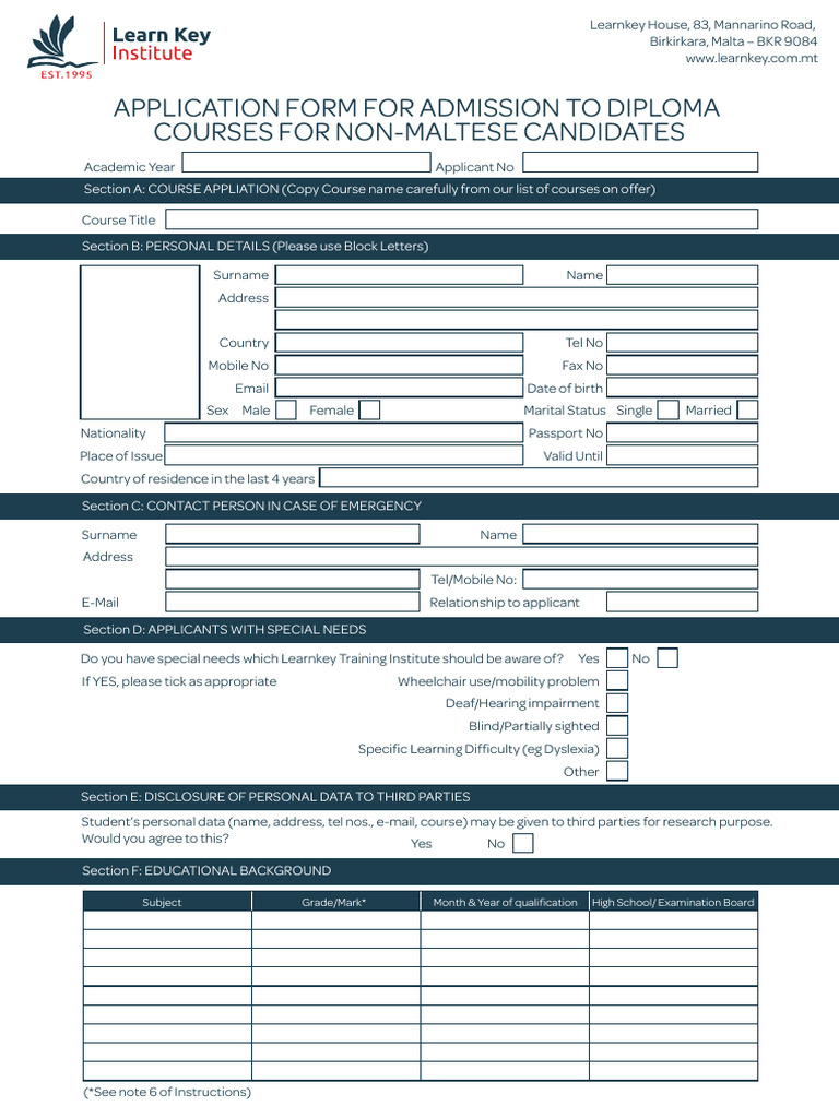 Application Form Higher Education | PDF | University And College Admission | Learning