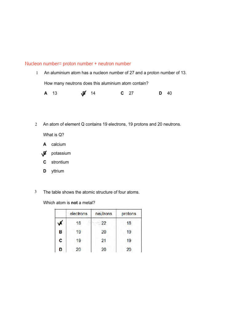 Atomic Structure and Isotopes Quiz | PDF | Atoms | Proton