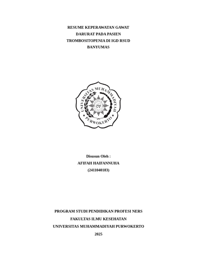 Resume Trombositopenia Afifah | PDF