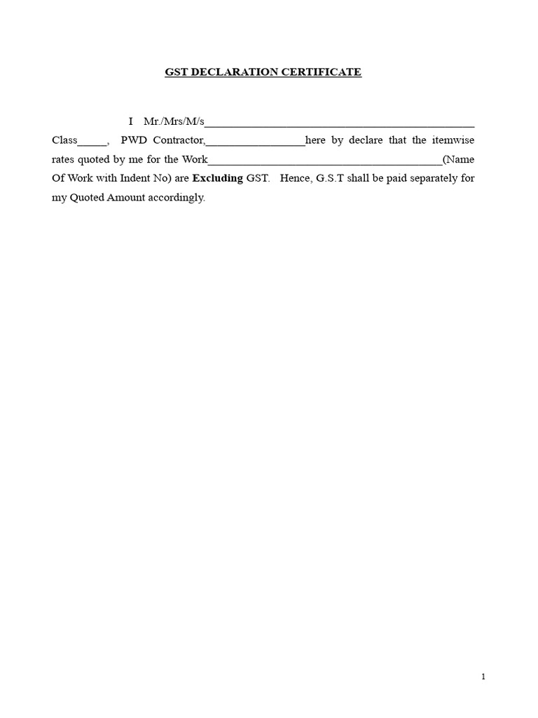 GST Declaration | PDF