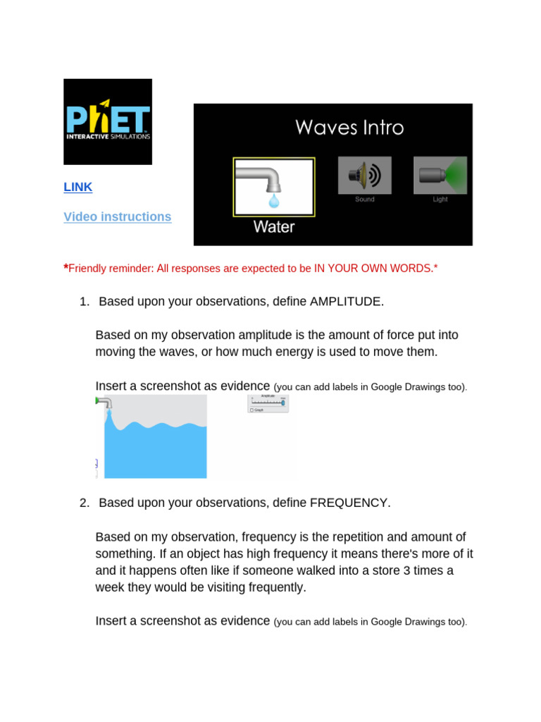 Phet Waves Exploration Pdf Frequency Force