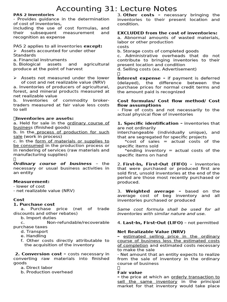 PAS 2 Inventories | PDF | Inventory | Fair Value