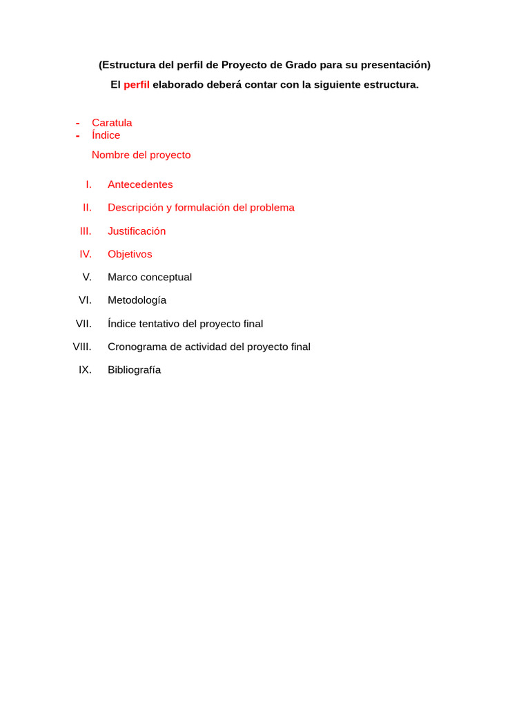 Guía para Perfil de Proyecto de Grado | PDF