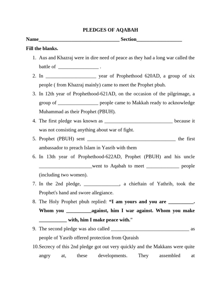 Second Pledge of Aqabah Overview | PDF