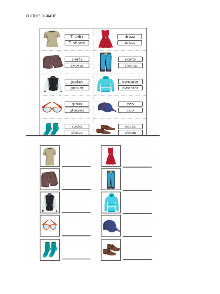 Clothes Vocabulary 3 Grade | PDF