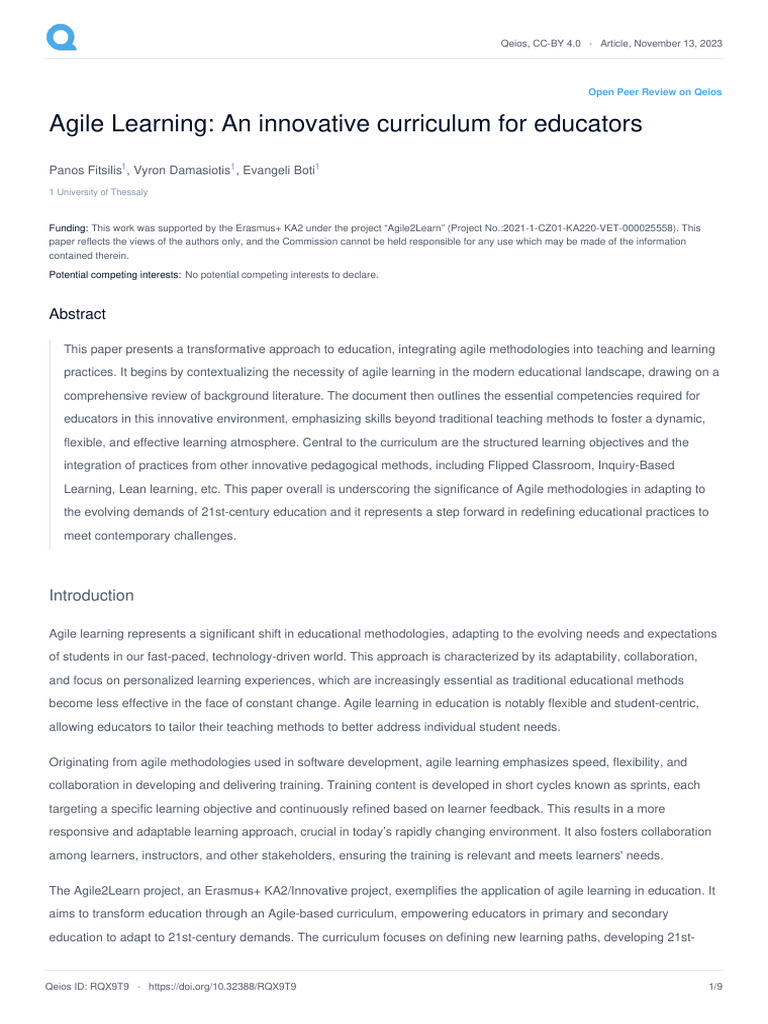 Agile Learning Curriculum for Educators | PDF | Agile Software ...
