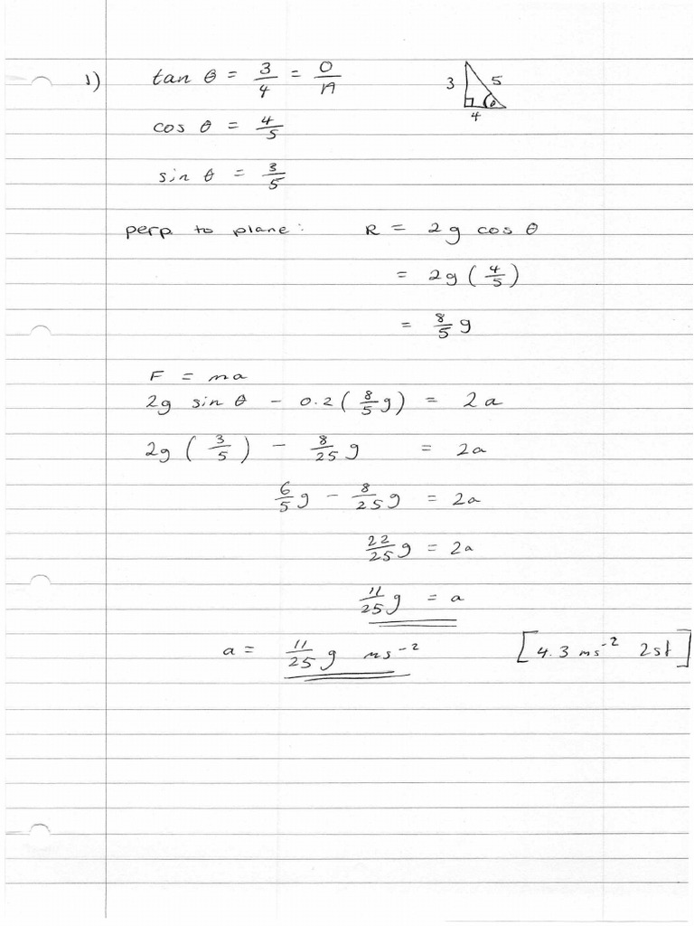 MG - 2 Mechanics-Resolving-Dynamics Ans | PDF