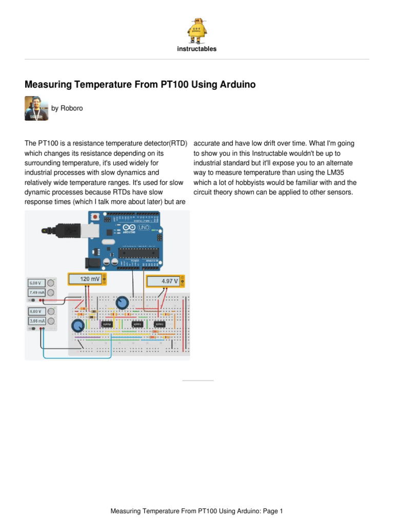 Reading Temperature From PT100 Using Arduino | PDF | Amplifier | Resistor