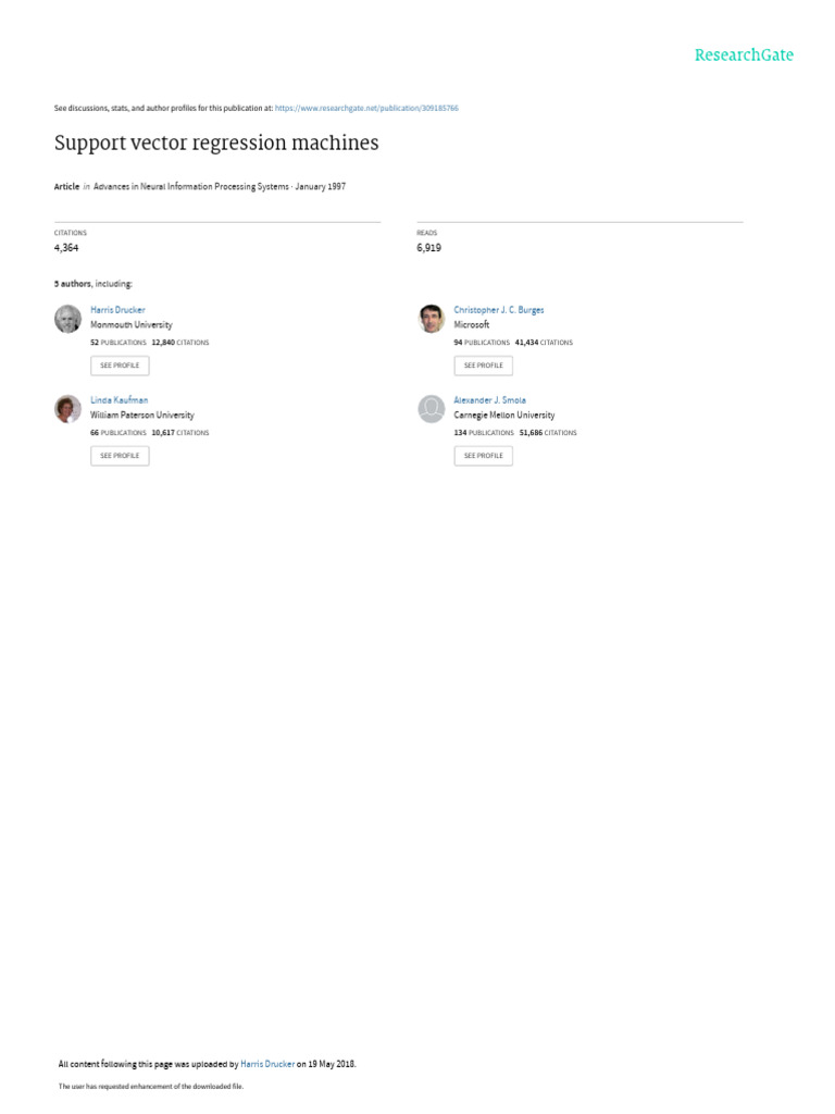 Suport Vec Tro Regression Machines | PDF | Matrix (Mathematics) | Linear Algebra