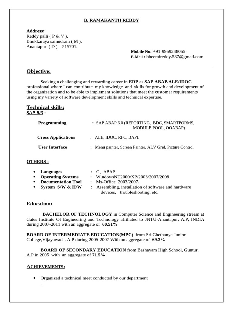 RAMAKANTH REDDY | PDF | Computing | Information Technology