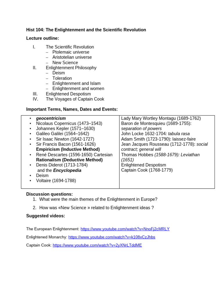 Enlightenment and Scientific Revolution Overview | PDF