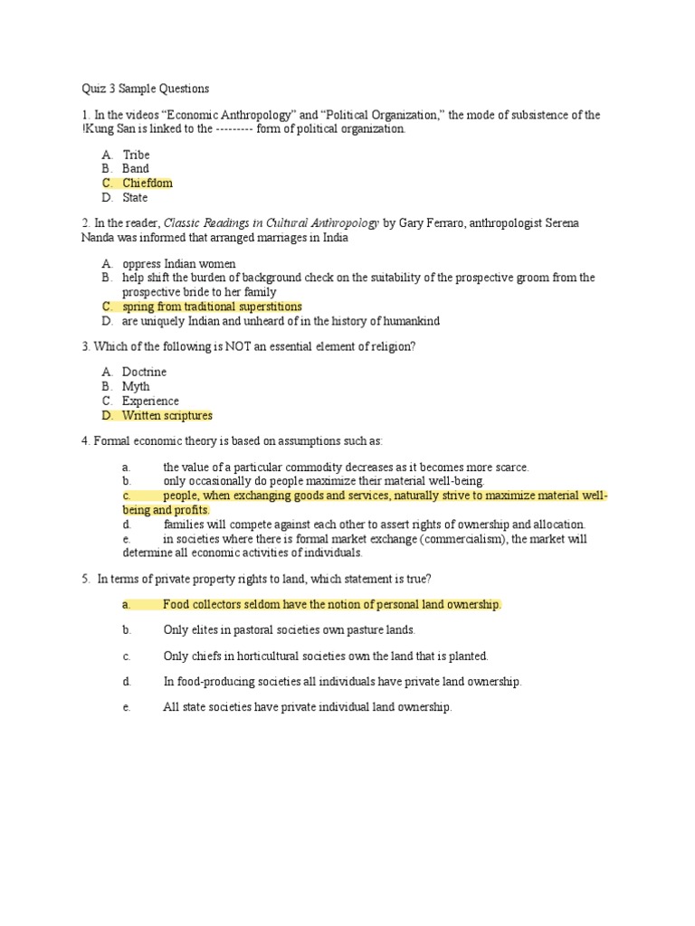 Q3 Sample Qs | PDF | Kinship | Marriage