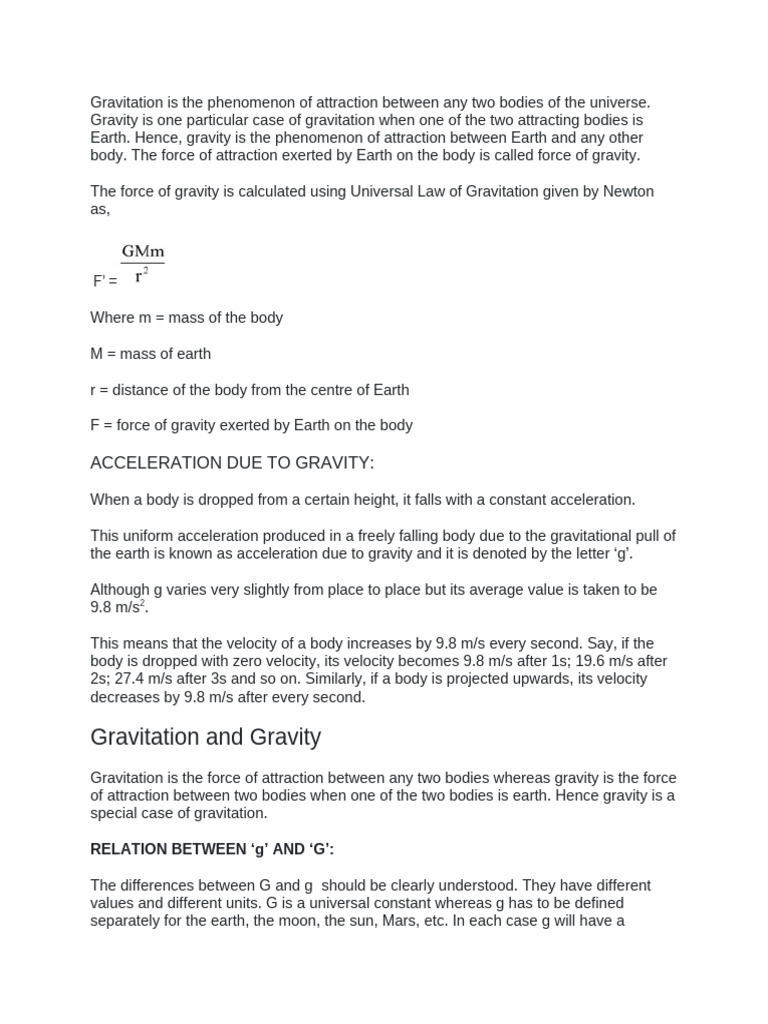 gravtitation PHYSICS | PDF | Force | Gravity