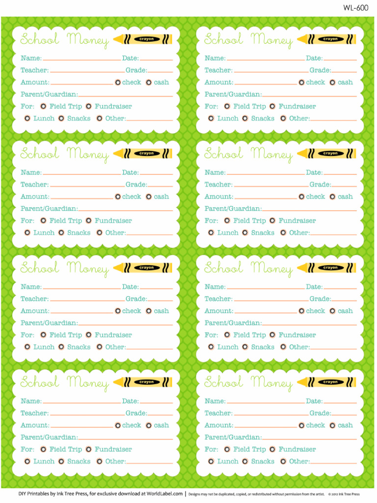 School WL-600 Money Fillable | PDF