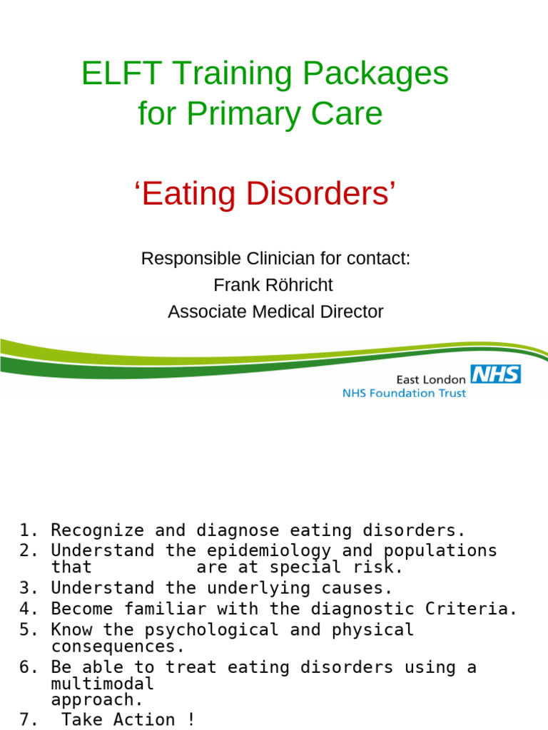 ELFT Eating Disorders Training Guide | PDF | Eating Disorder | Anorexia ...