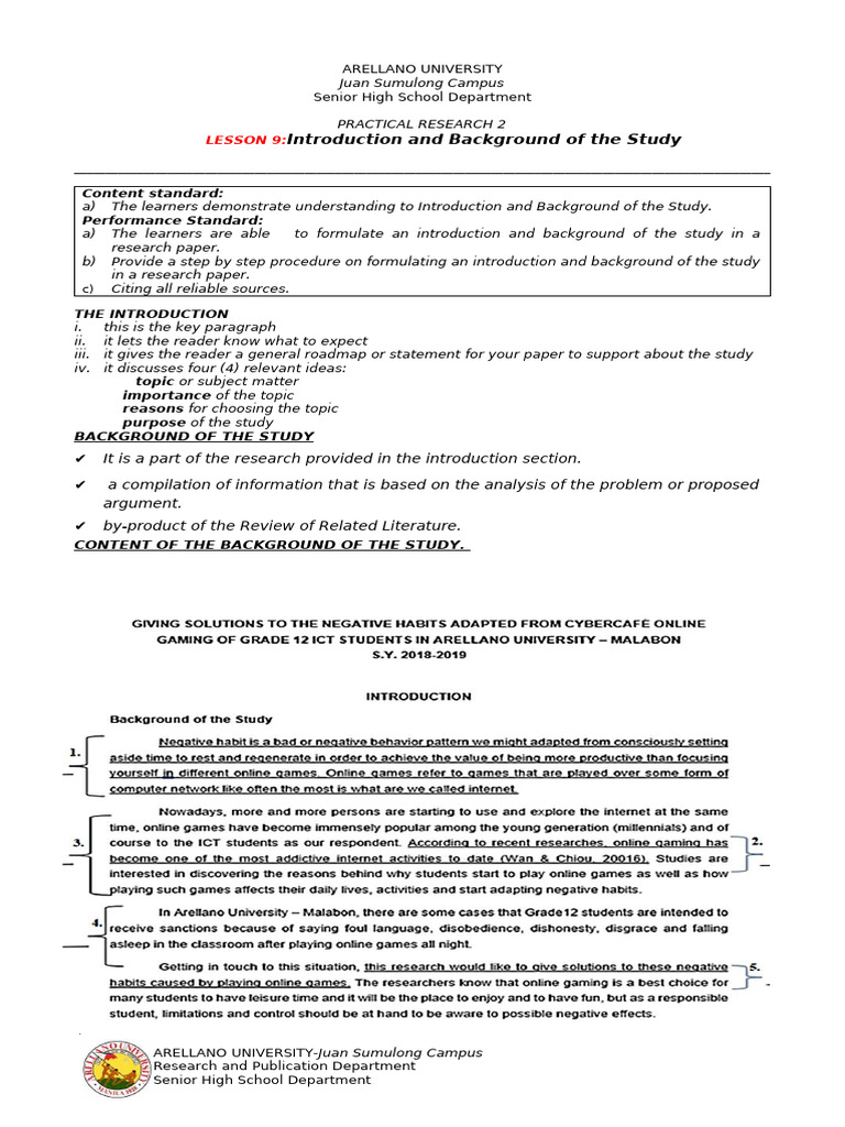 HANDOUT 10 - Introduction and Background of the Study | PDF