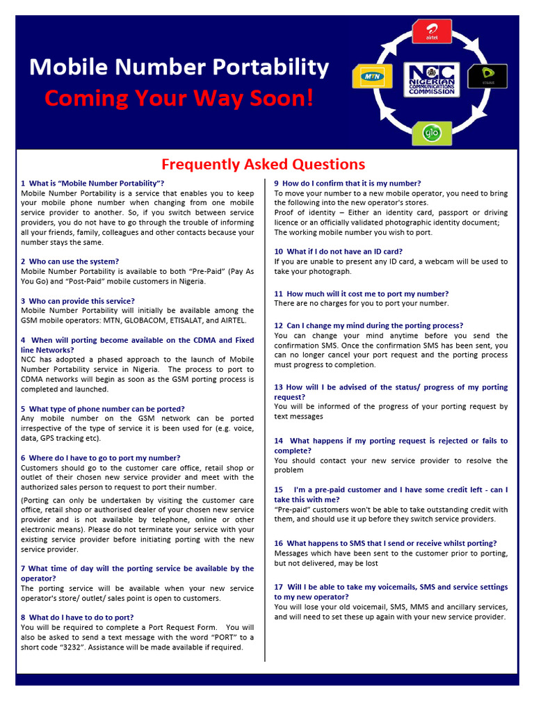 Coming Your Way Soon!: Mobile Number Portability | PDF | Identity ...