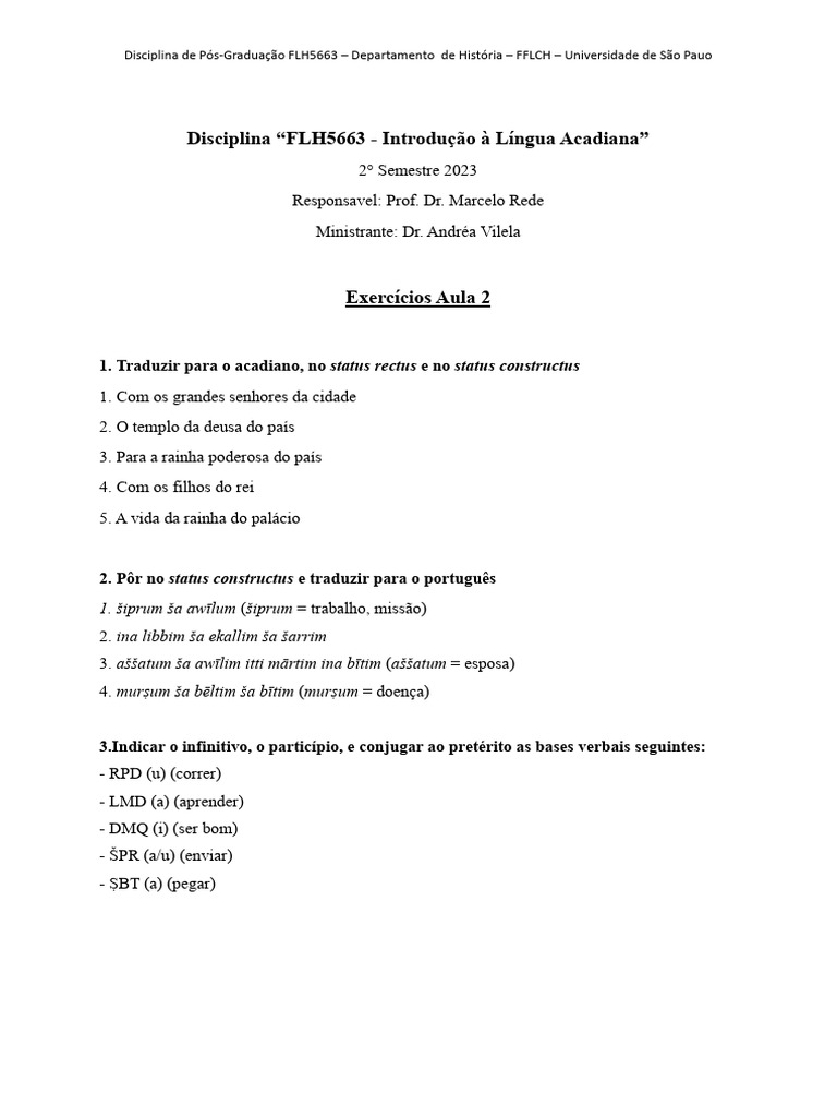 Exercícios Aula 2 | PDF