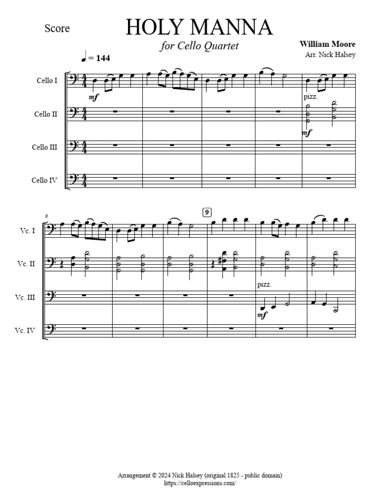 HOLY-MANNA-Cello-Quartet-Score | PDF