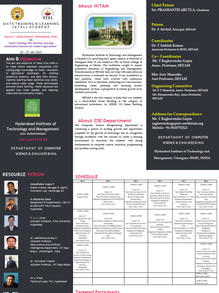 ATAL-Virtual FDP-Brochure | PDF | Internet Of Things | Agriculture